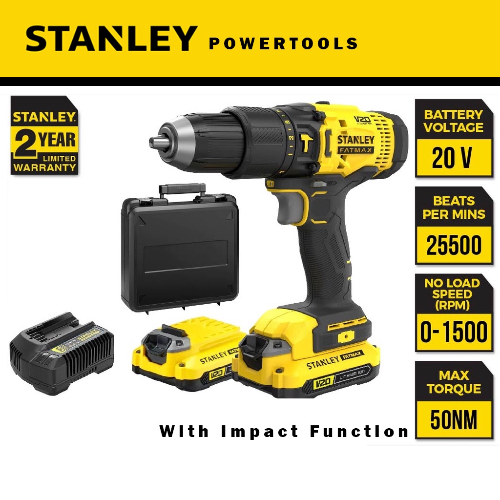 Stanley 20V 1.5Ah Cordless Hammer Drill Driver【SCD711C2K】 | Shopee ...