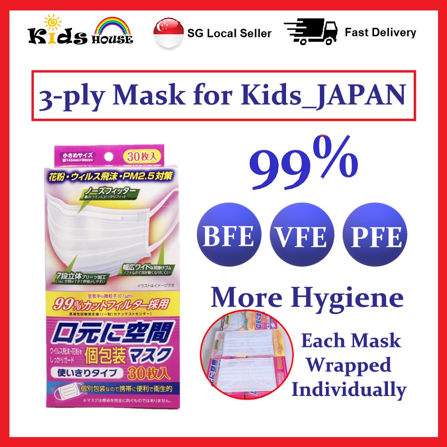 30 pcs of 3-ply Kids Surgical Mask Japan Breathing Comfortable Mask for ...