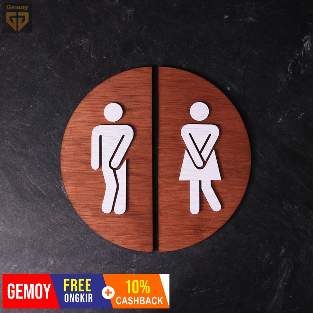 KAYU Gemoy BKIS Toilet Sign Board | Wood Sign Board | Toilet Decoration ...