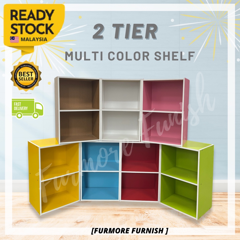 DIY 2 Tier High Quality Multipurpose Colorful Rack Book Shelf / Rak ...