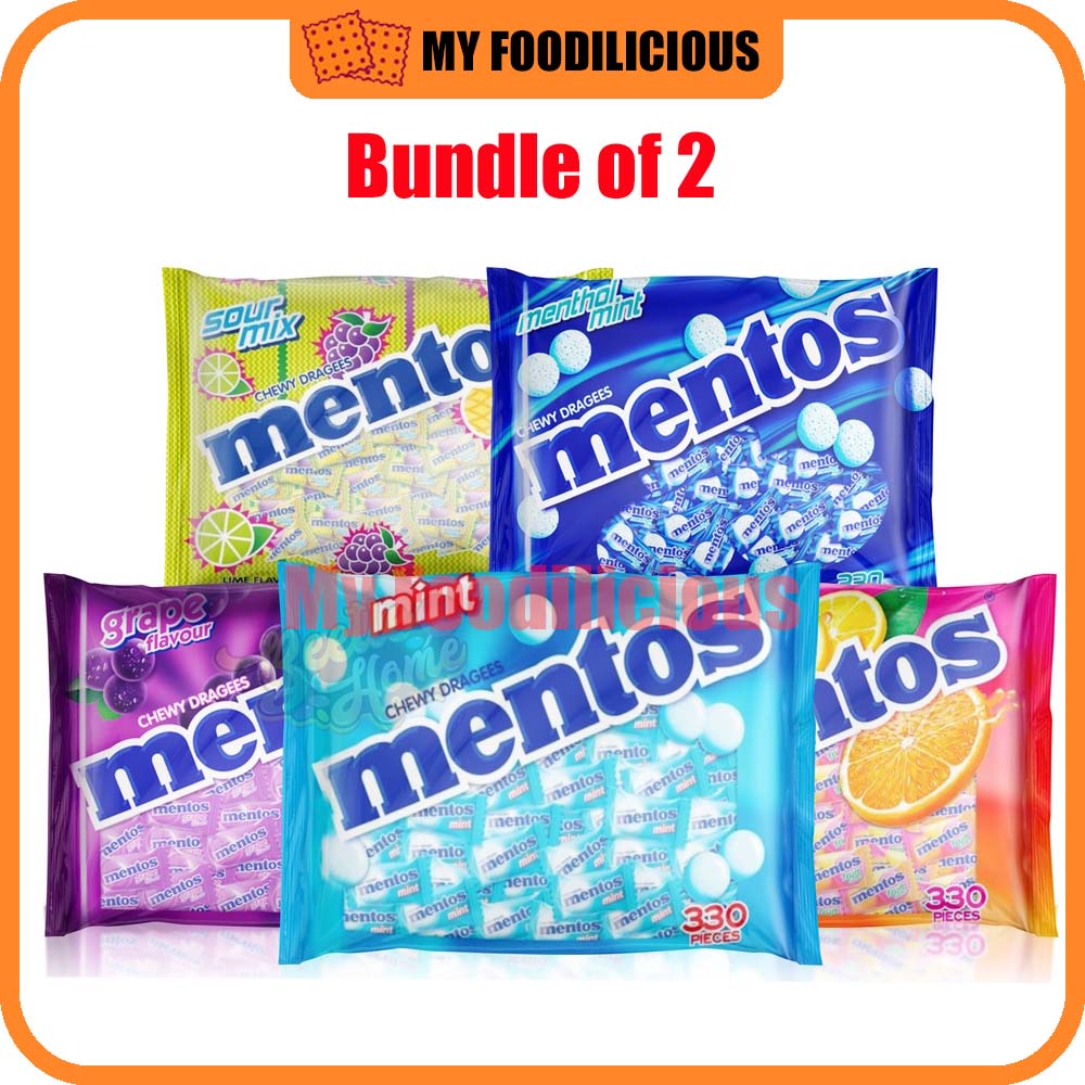 Mentos Mint/Grape/Fruit/Sour Mix/Menthol Chewy Candy 330pieces | Shopee ...
