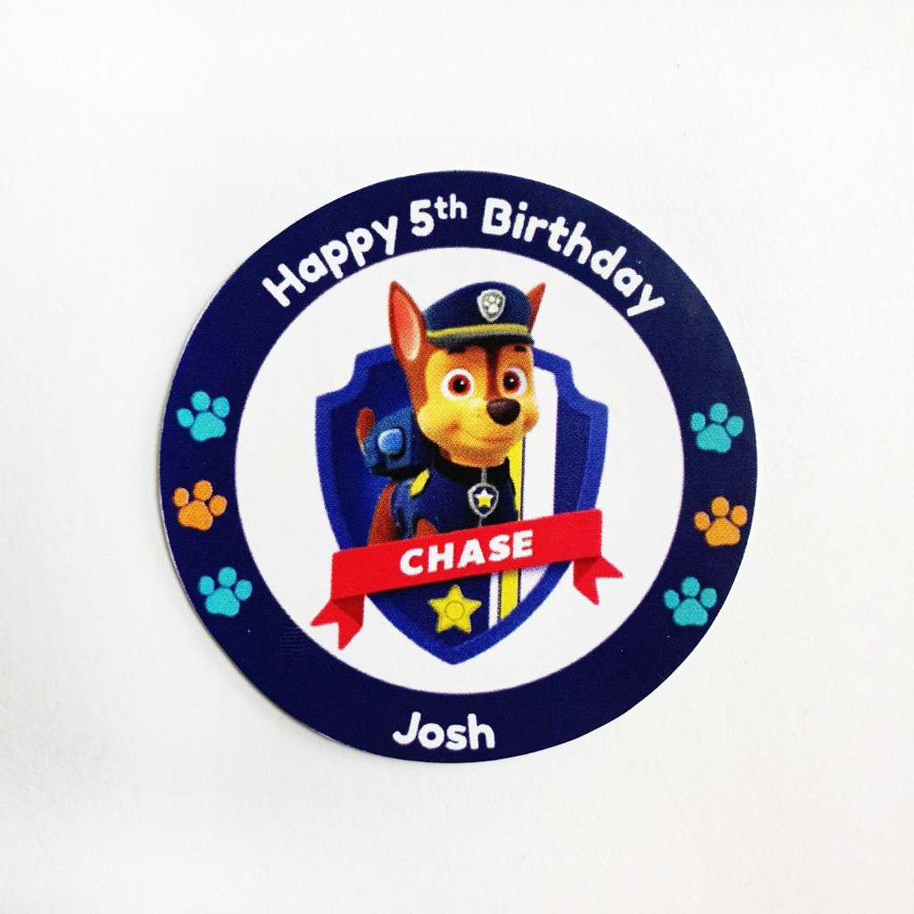 Paw Patrol Chase Birthday Stickers | Shopee Singapore