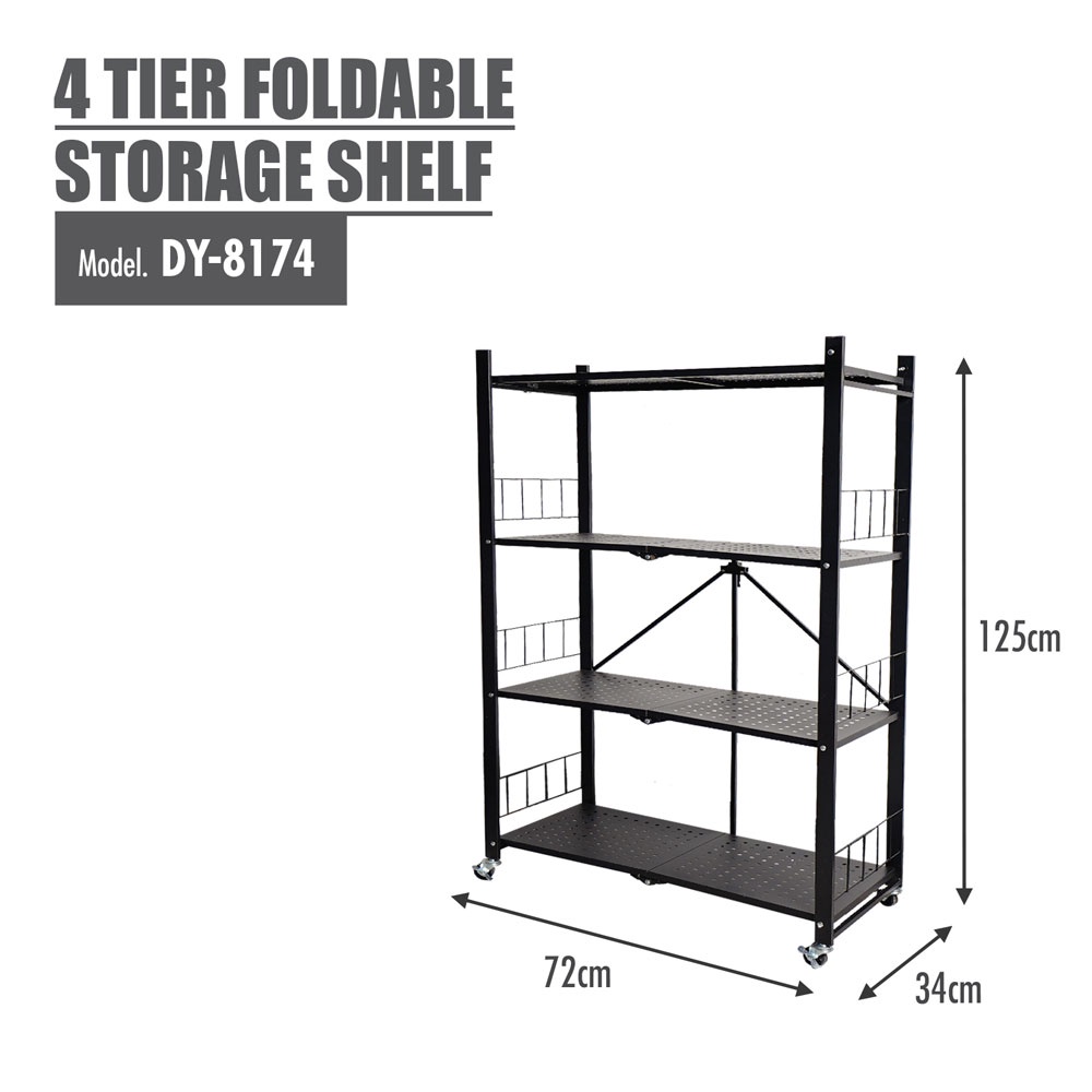 [HOUZE] 3|4|5 Tier Foldable Crossline Storage Shelf (L: 72cm W:34cm ...