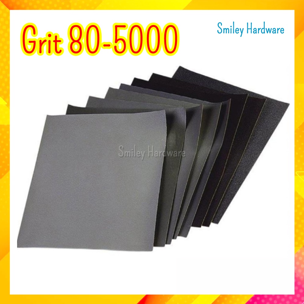 M.T. Silicon Carbide Waterproof Grit 80 - 5000 Wide Range Sand Paper Kertas Pasir | Shopee Singapore