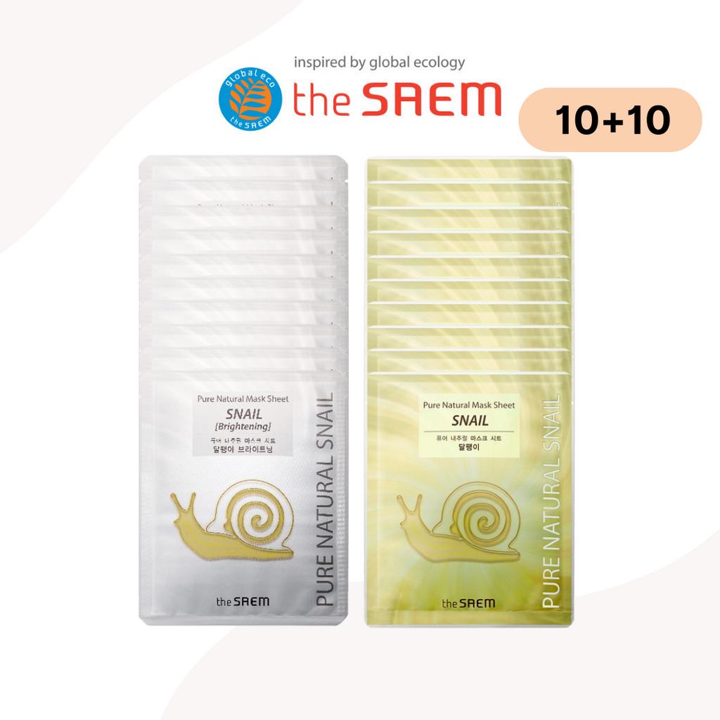 [the SAEM] 10+10 Pure Natural Mask Sheet 20ml (Snail / Snail ...