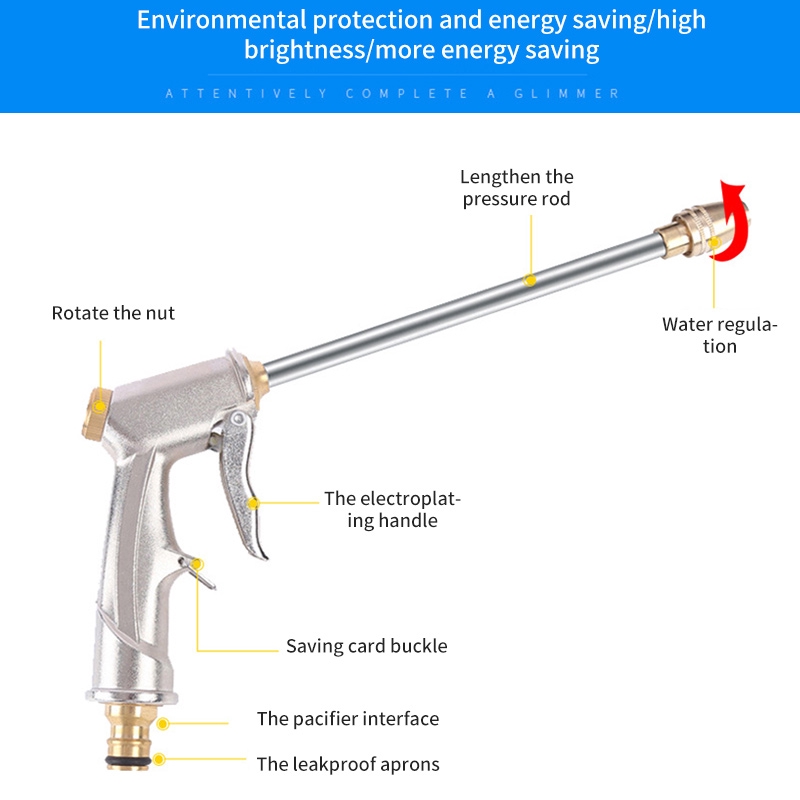 High Pressure Water Spray Gun with Long Pole Nozzle for Garden Hose ...