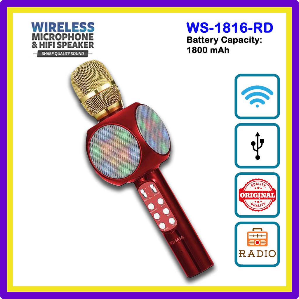 Wster WS898 Karaoke Mic Portable Bluetooth Wireless Microphone With ...