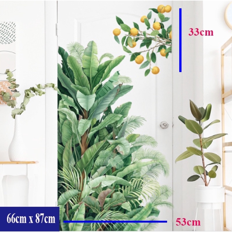 Frigg Green Plant Wall Sticker Diy Peony Rose Flowers Beach Tropical