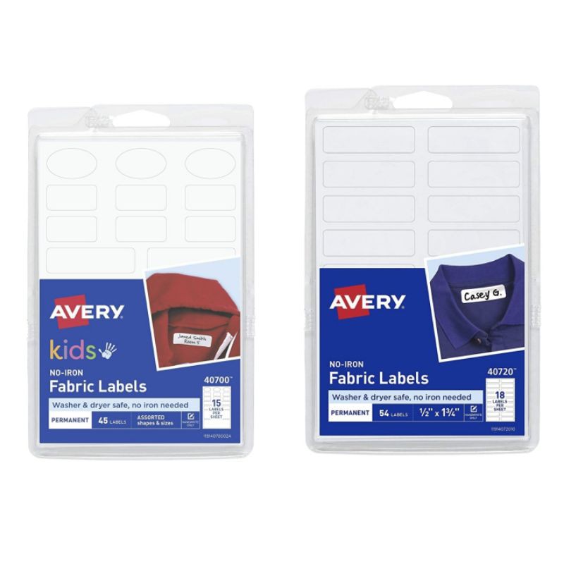 Avery Writable Fabric Name Labels for Preschool / Kids uniform ...