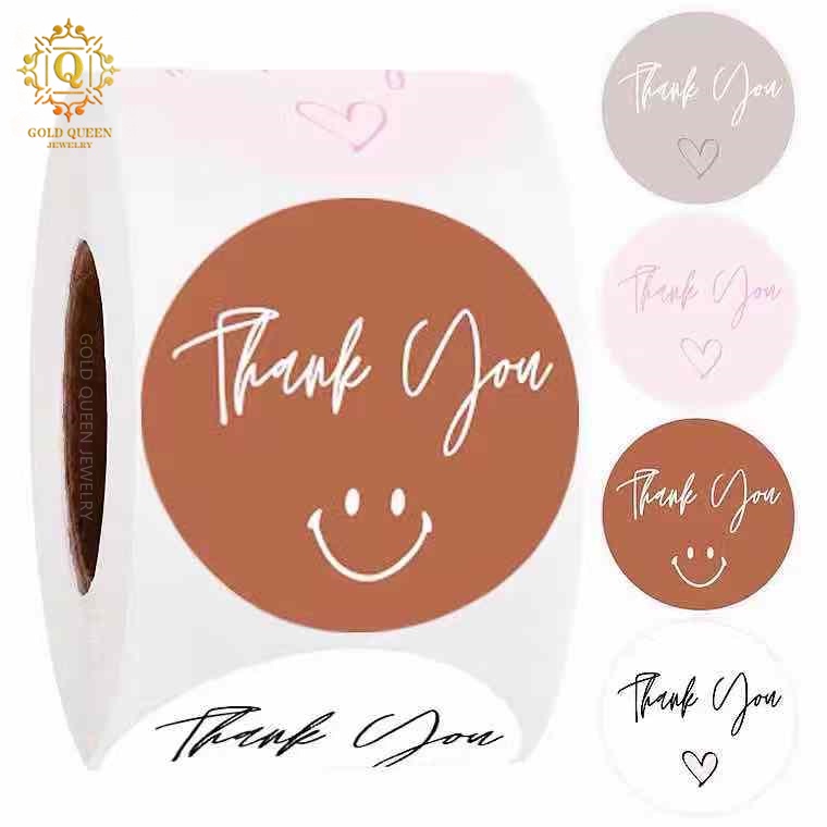 GOLD QUEEN 500pcs/roll cute smiley face sticker, Store shopping thank ...