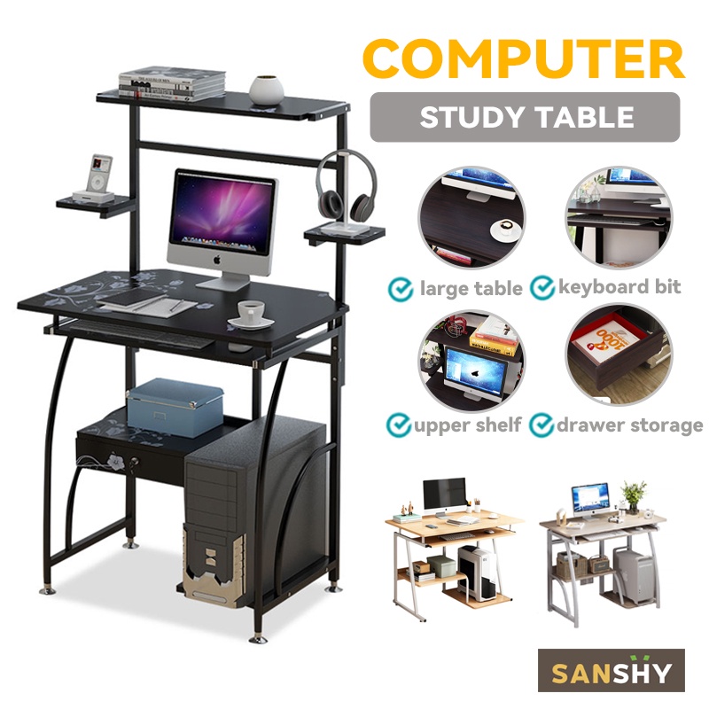 Simple Study Table With Bookshelf Computer Table All-in-one Desktop ...