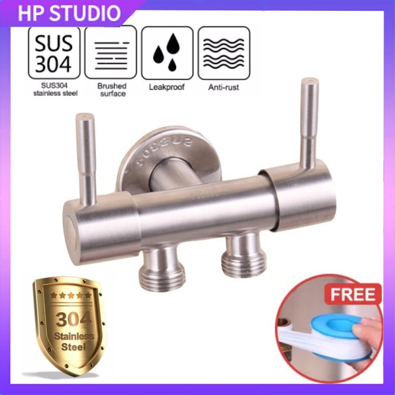 304 Stainless Steel G1/2 One Into Two Three-Way Angle Valve Double ...