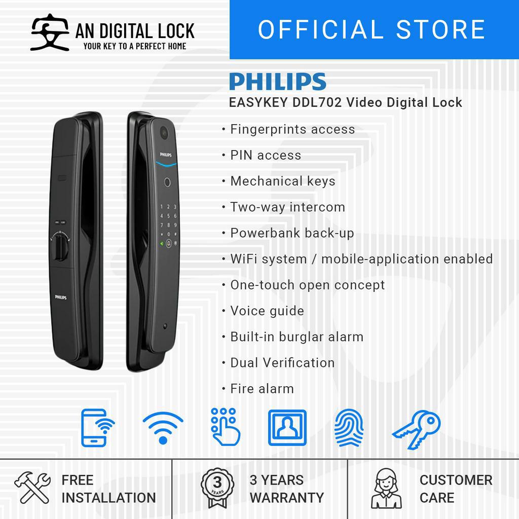 PHILIPS Easykey DDL702 Video Digital Door Lock | AN Digital Lock | Shopee Singapore