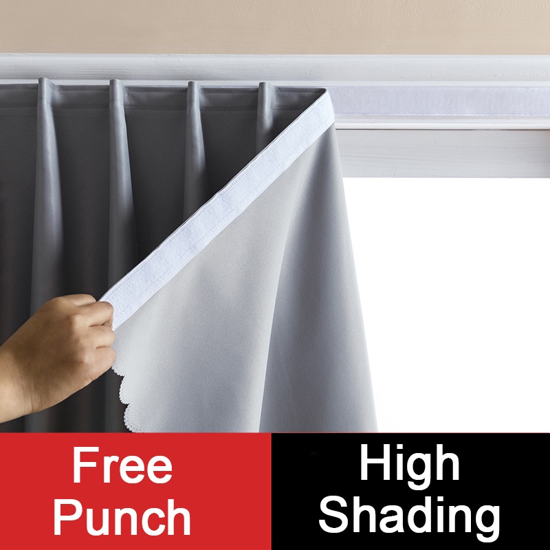 Blackout Curtains Self-adhesive Installation Without Punching Curtain ...