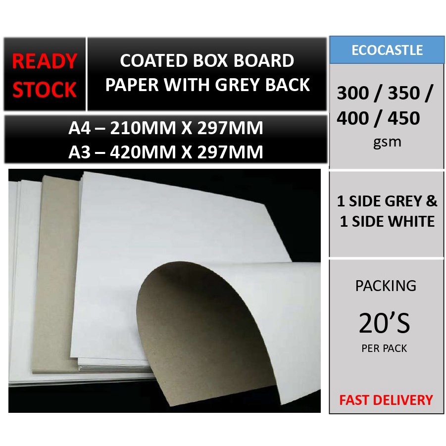 20 SHEETS | 300G / 350G / 400G / 450G | A3 / A4 | COATED BOXBOARD ...