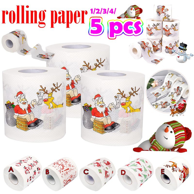 1 Rolls of Merry Christmas Santa Claus Toilet Paper Tissue Napkin Prank ...