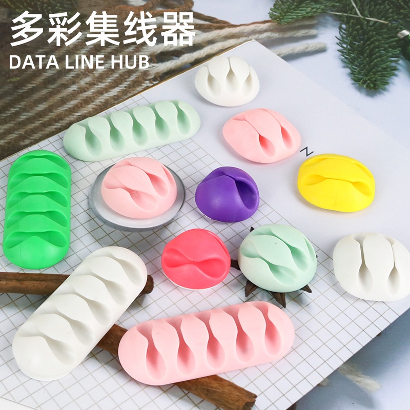 5 slots Silicone Cable Holder and Organiser, USB Cable hub Winder ...