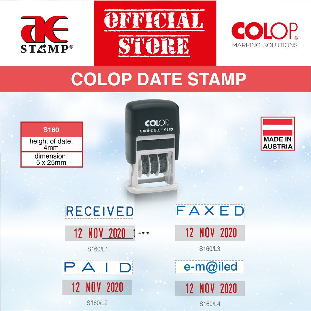 Date Stamp with Phrases S160/L1/L2/L3/L4 | Received, Faxed, Paid, e ...