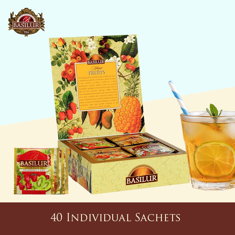 Basilur Tea Magic Fruits Gift Box (40 Sachets - Strawberry Kiwi/Mango ...