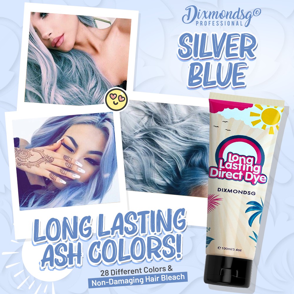Dixmondsg Silver Blue Hair Dye - Long-Lasting Ash Colors (1-3 Months ...