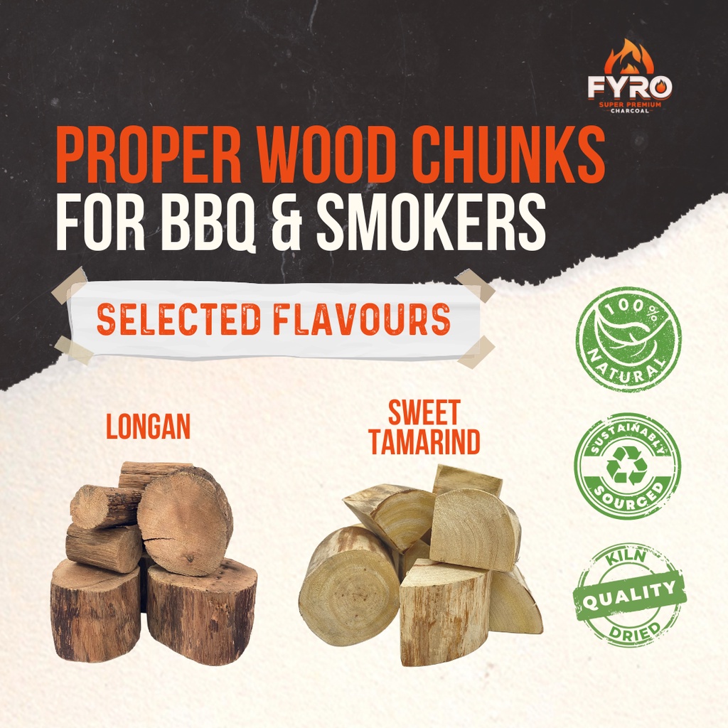FYRO Organic Smoking Wood Chunks (1KG) | Sweet Tamarind & Longan ...