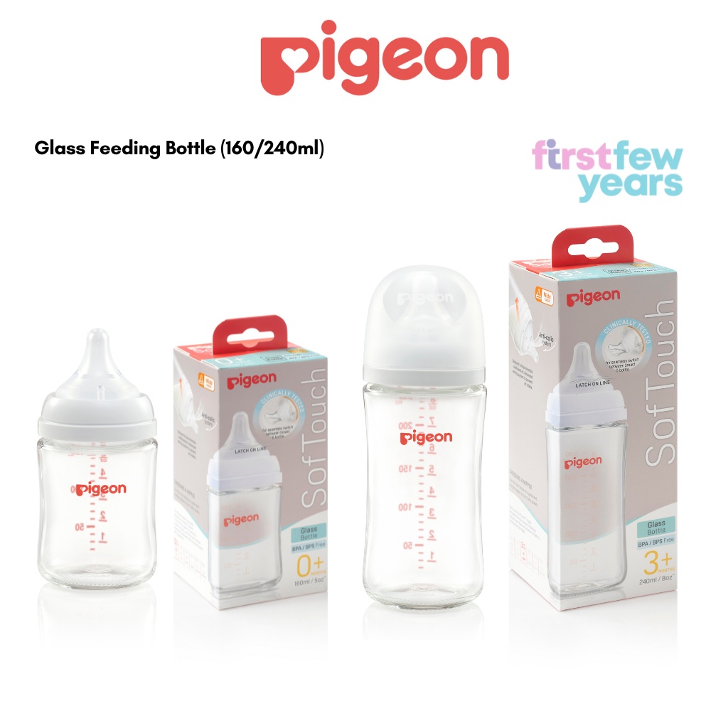 Pigeon Peristaltic Plus Wide Neck Glass Feeding Bottle (2 Sizes) NEW VERSION | Shopee Singapore