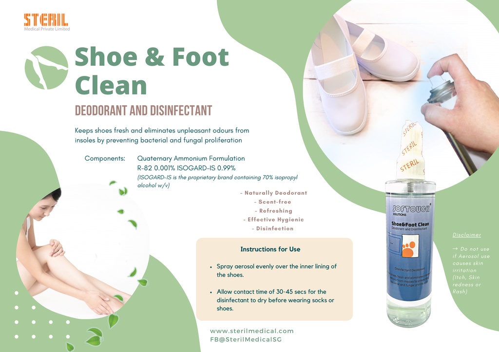 Steril Medical Softouch Shoe & Foot Clean, Disinfectant & Deodorant ...