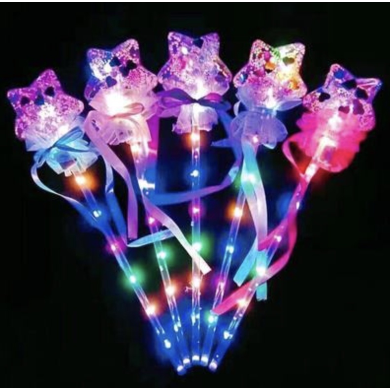 star shaped transparent magic wand with LED light bobo balls bo bo ...