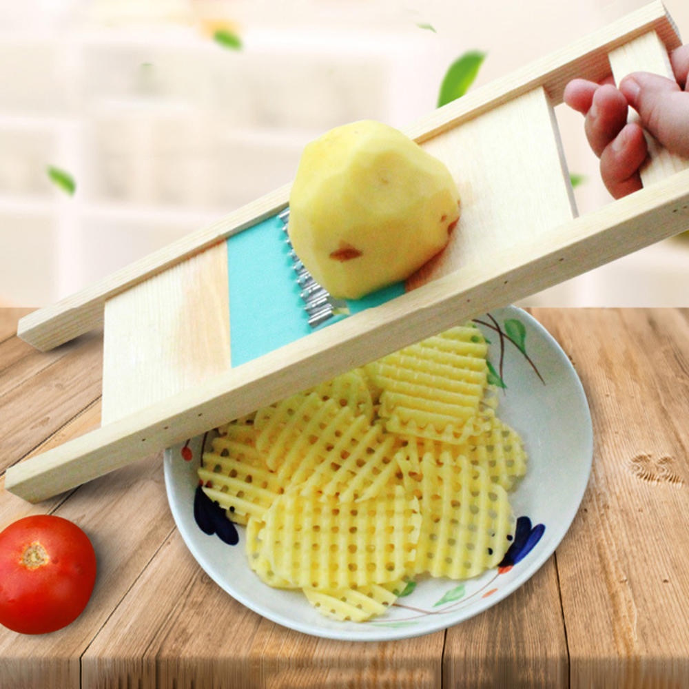 Wooden Potato Grid Slicer Vegetable Grater Corrugated Net Chopper ...