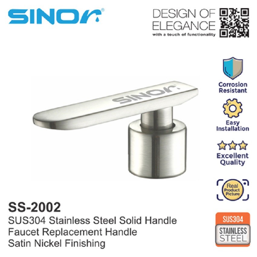 SINOR SS-2002 SUS304 Stainless Steel Solid Handle Water Faucet ...