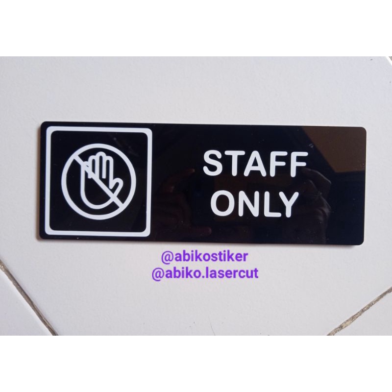 Staff only sign board Size 8x22 cm - staff only logo board - Acrylic ...