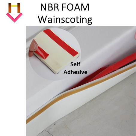 NBR Foam Wainscoting Self Adhesive Wall Molding 3D Waist Line 3D Foam Border Wall Moulding Wall ...