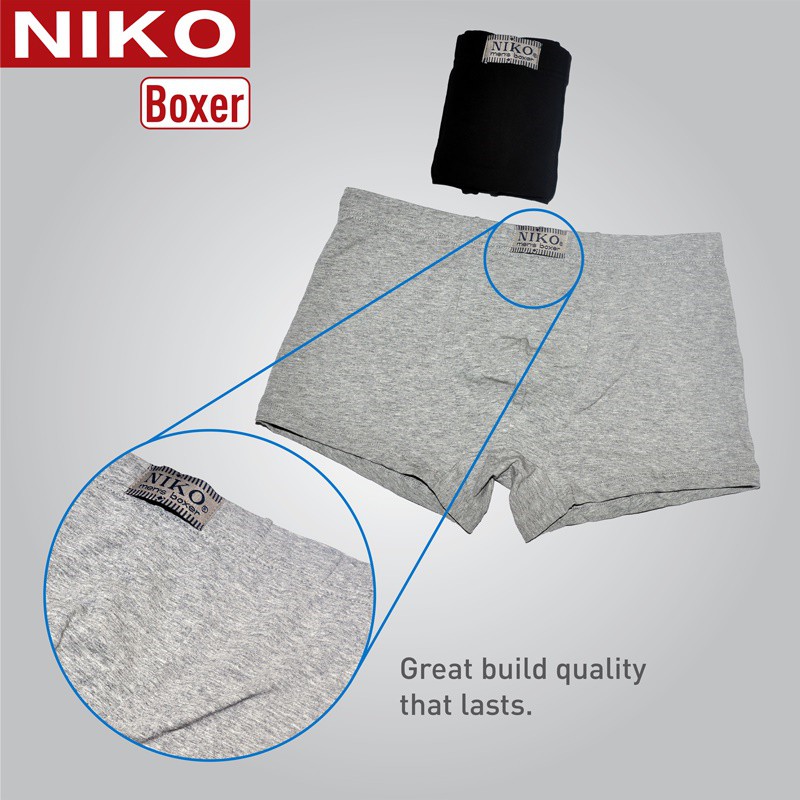 (Buy 5 Boxes Free 1 Box) Boxers Niko Mens Cotton Spandex 2Pcs Design ...