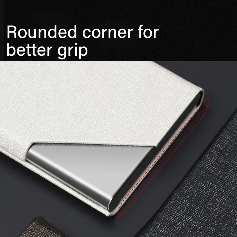 2MALL PU Stainless Steel Business Card Holder Name Card Credit Debit ...