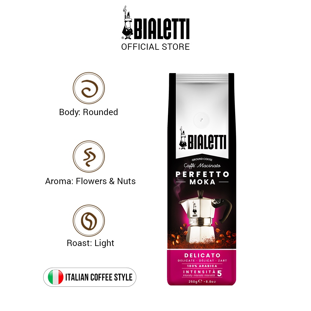 Bialetti Perfetto Moka Coffee Powder Ground Coffee Robusta Arabica ...