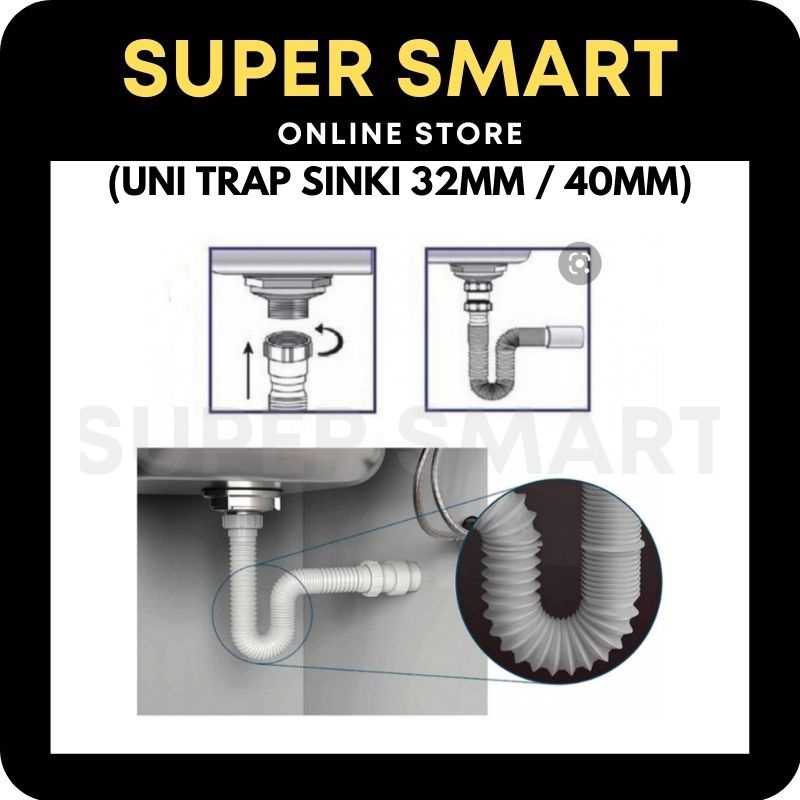 PVC FLEXIBLE UNI TRAP UTK SINKI DAN BASIN (32MM 1 1/4") , (40MM 1 1/2 ...