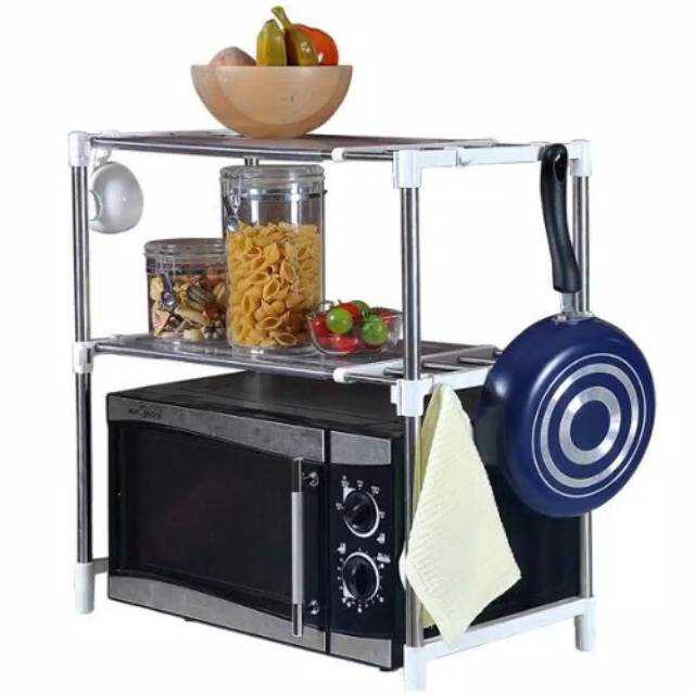 Microwave Rack PORTABLE Kitchen Shelf Multipurpose Shelf 2-tier Shelf ...
