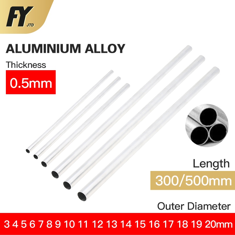 FUYI Aluminum tube 0.5mm wall thickness straight 300 500mm long ...