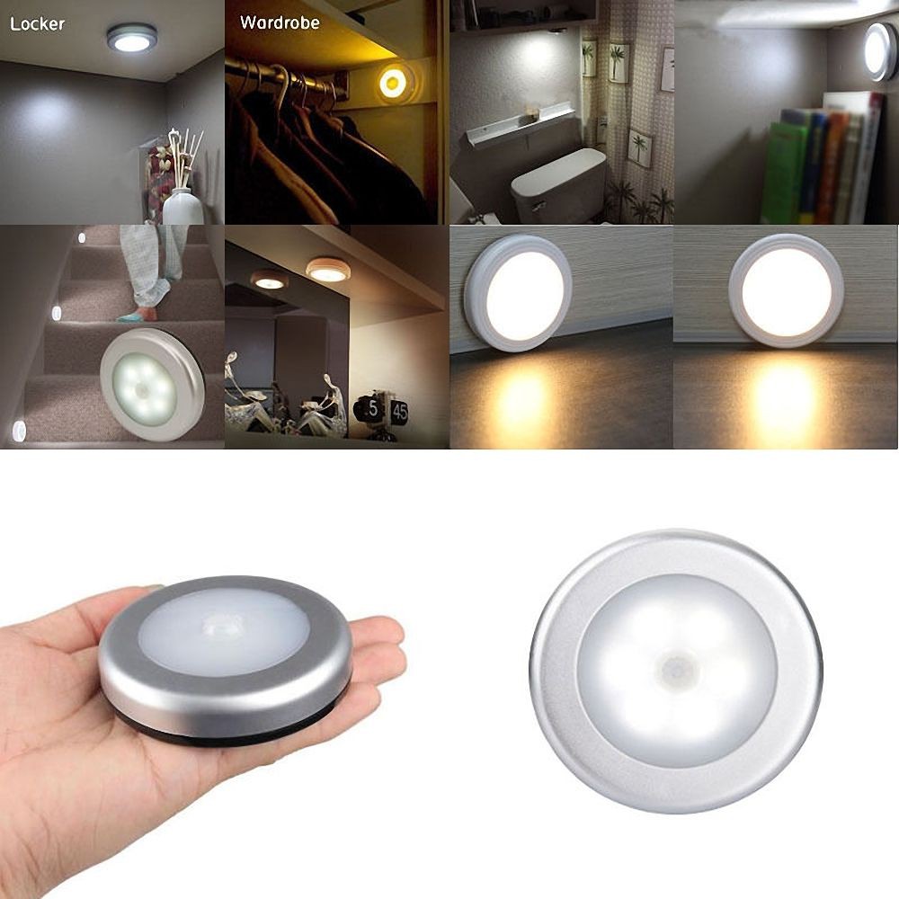 Wireless PIR Motion Auto Sensor LED Night Lights Hallway Closet Stair ...