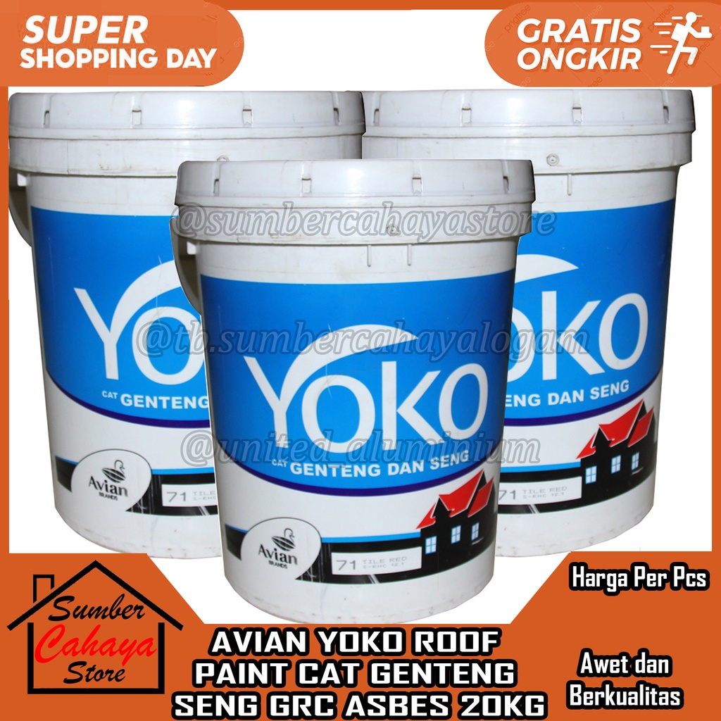 AVIAN BRANDS YOKO READY MIX 20 KG ROOF PAINT 20KG Gallon GRC Asbestos ...