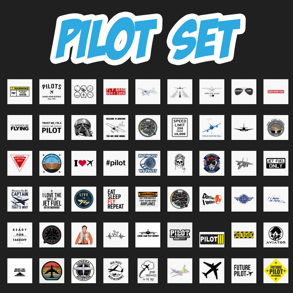 50 pcs. PILOT STICKERS AVIATION | water proof | FUTURE PILOT STICKERS ...