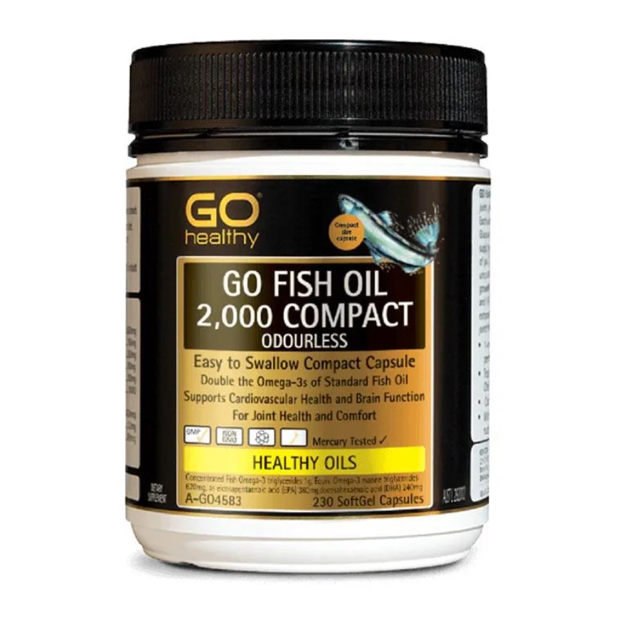 GO Healthy Fish Oil 2000 Compact Odourless 230 Softgel Capsules ...