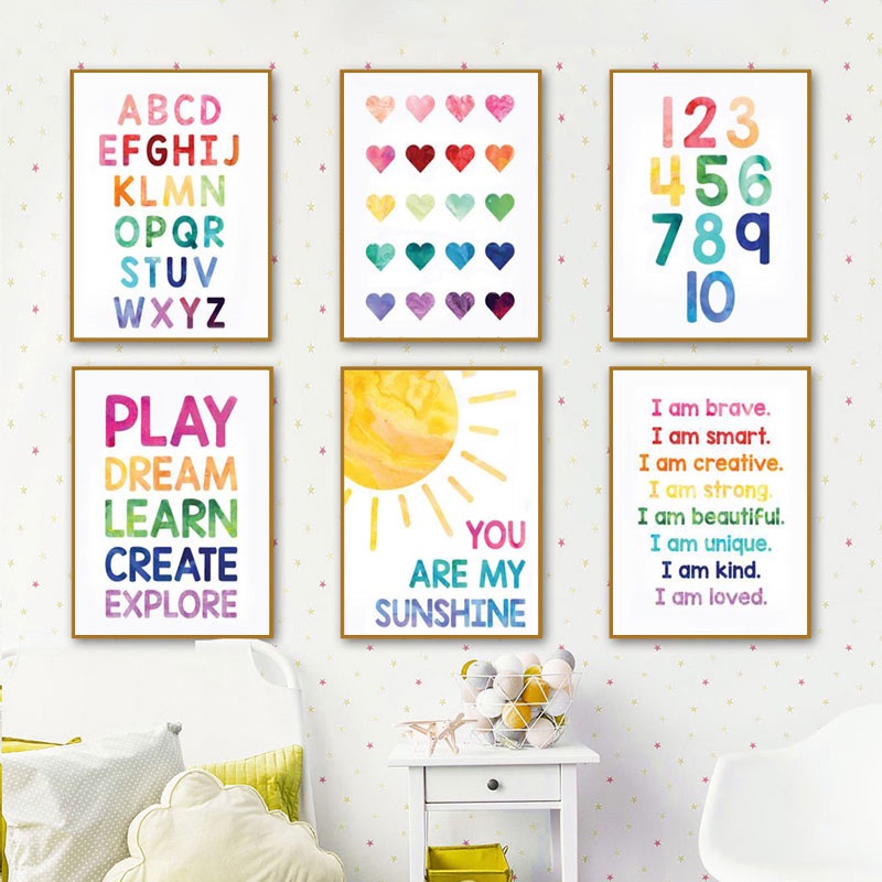 Numbers Alphabet Poster Education Canvas Painting Alphabet Number ...
