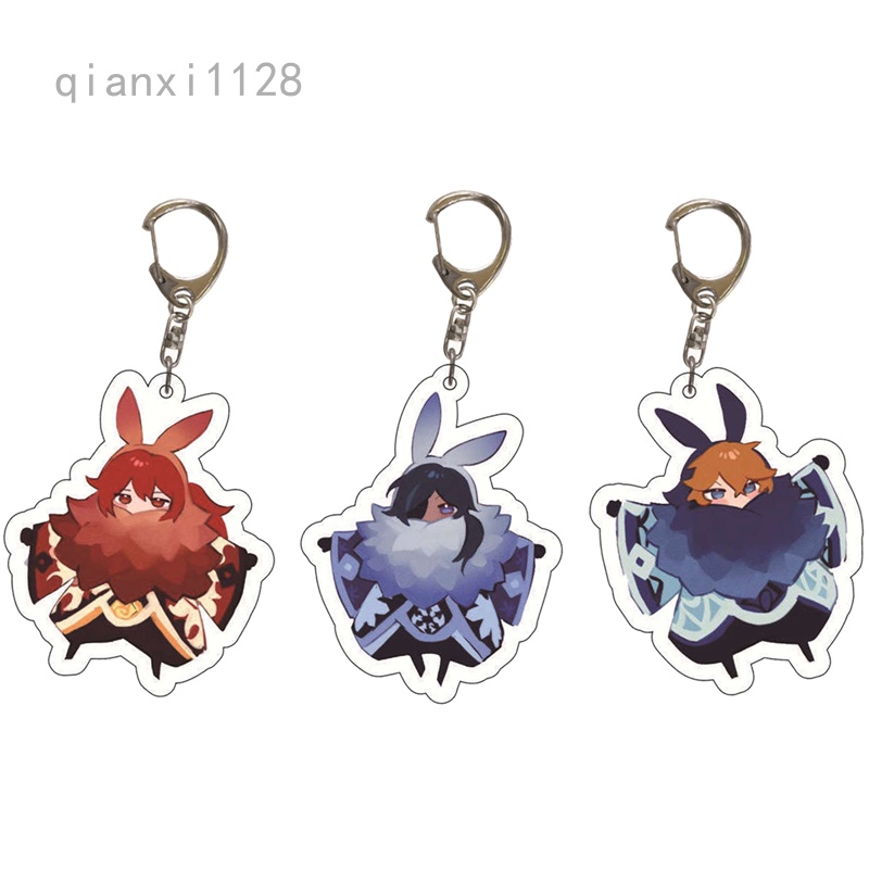 Genshin Impact Zhongli Diluc Keychain Cosplay Cute Game Character Venti ...
