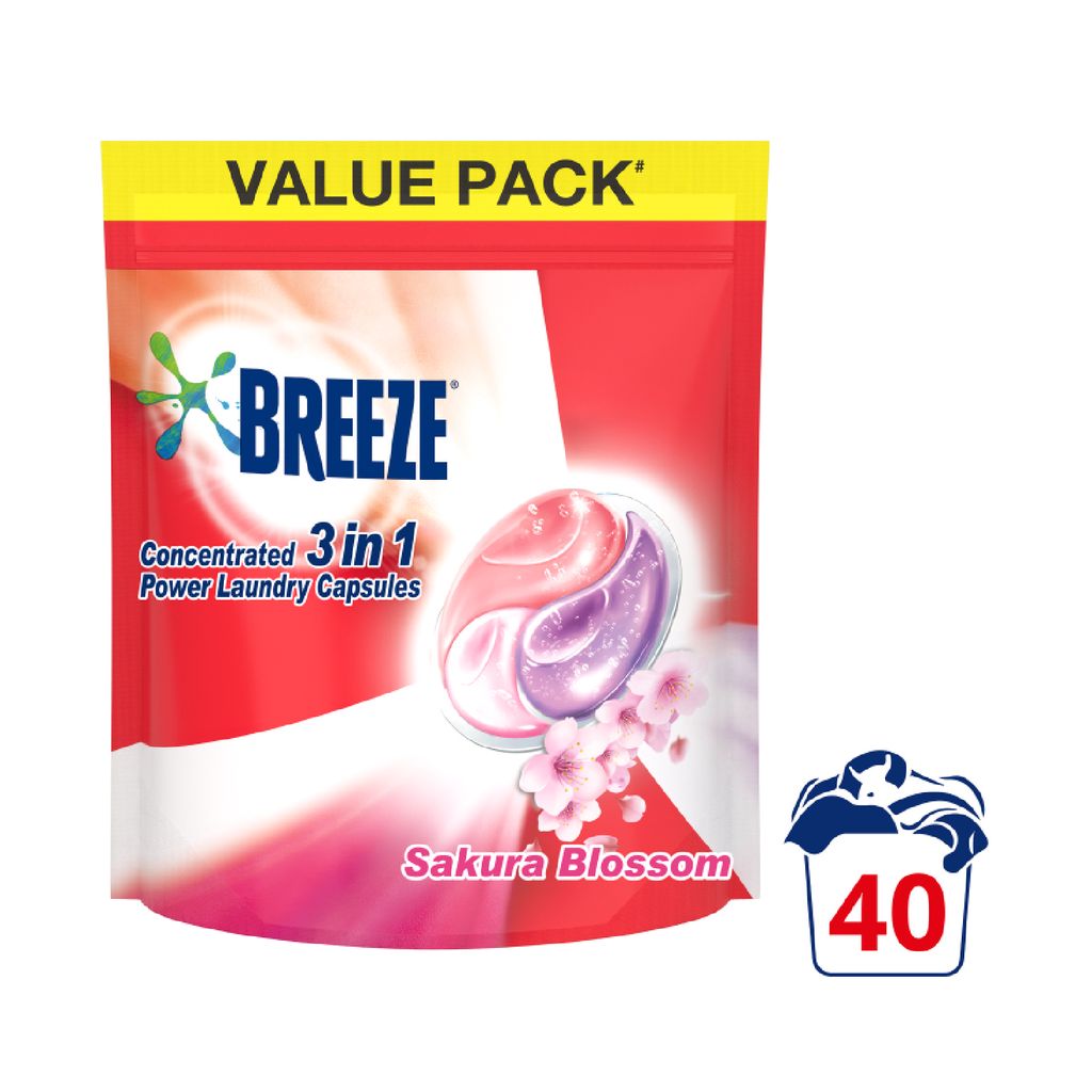 Breeze Sakura Blossom 3-in-1 Power Laundry Capsules 420g | Shopee Singapore