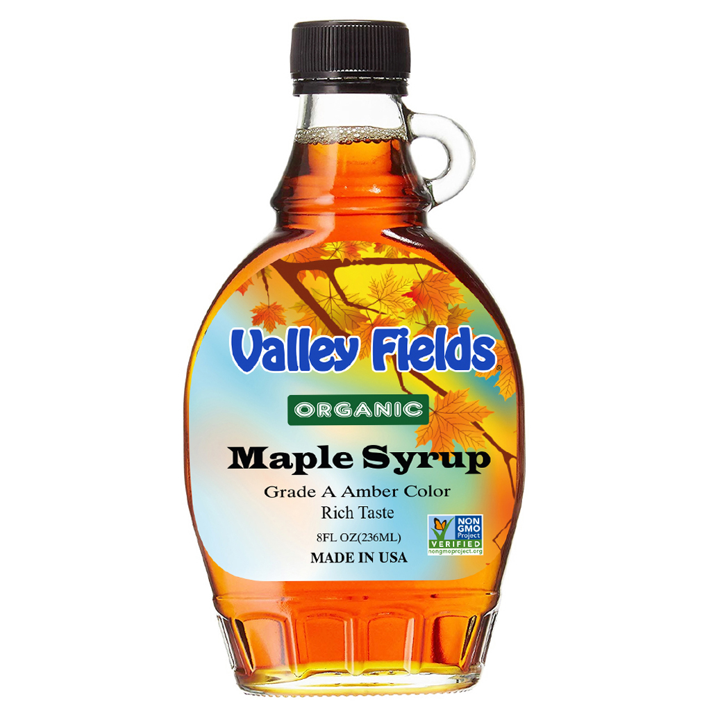 Valley Fields Organic Maple Syrup - 8 Oz Grade A/ Amber Rich Taste ...