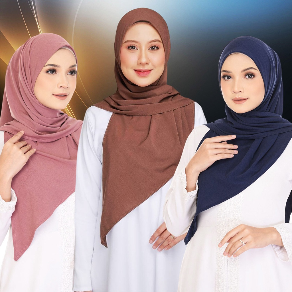 Tudung Instant Bawal Lazy Travel Mosscrepe | | Shopee Singapore