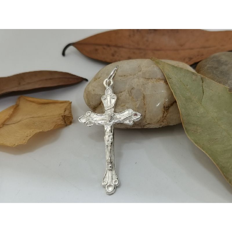 925 pure silver 24 ×43mm Jesus Crucifix Cross Religious men's pendant ...
