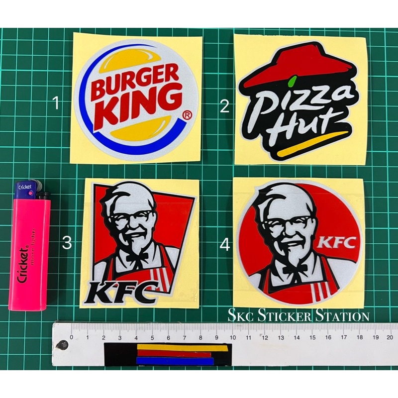 Burger King / KFC / Pizza Hut Sticker Cutting Overlapping Reflective ...