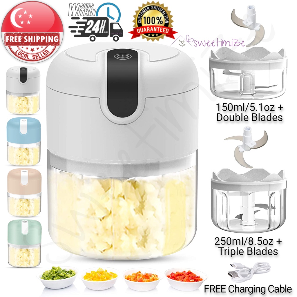 🇸🇬 Kitchen Mini Electric Food Processor/Rechargeable Garlic Blender/USB ...